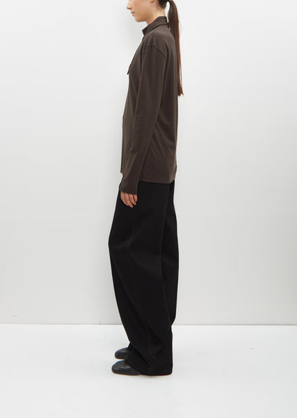 Long Sleeve Foulard Top — Dark Espresso – La Garçonne Long Sleeve Foulard Top — Dark Espresso – La Garçonne