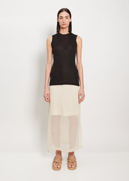 Cotton Giza Sheer Rib Tank — Black – La Garçonne