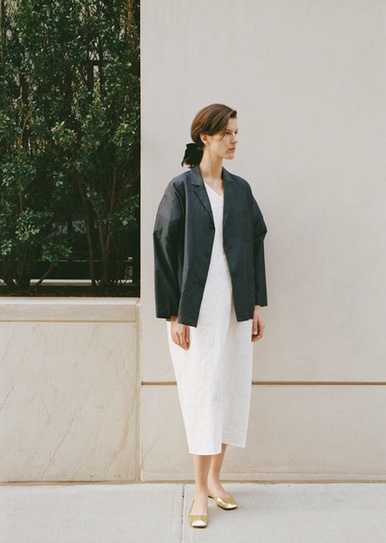 Cotton Silk Atelier Jacket — Black Navy – La Garçonne