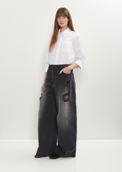Distressed Puddle Jeans — Distressed Black – La Garçonne