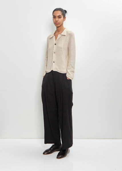 Cotton Rolled 3 Button Cardigan — Light Grey – La Garçonne