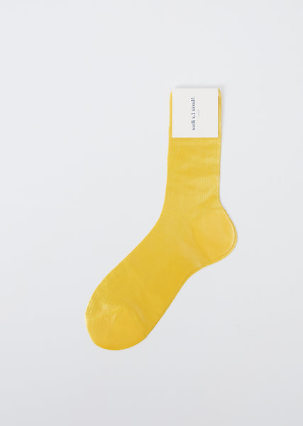 One Ribbed Iridescent Socks — Yellow – La Garçonne