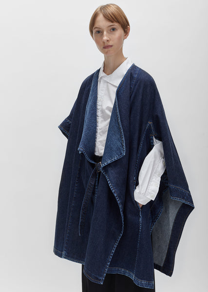 Cotton Linen Denim Cloak by Yohji Yamamoto- La Garçonne